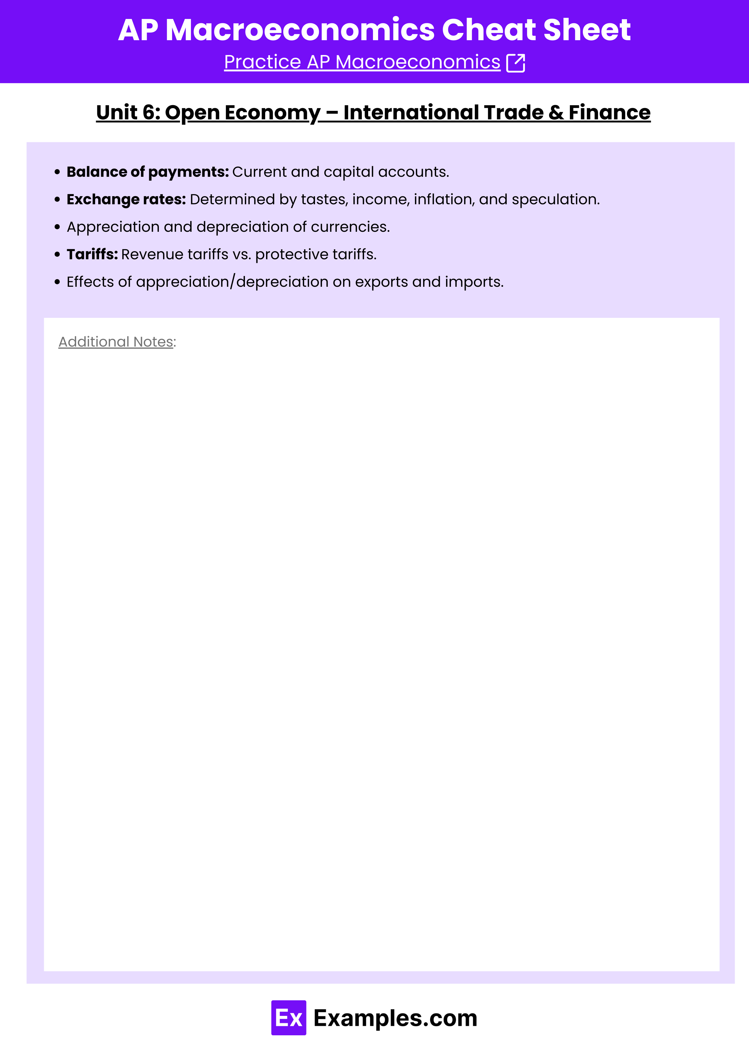 AP Macroeconomics Cheat Sheet | Examples