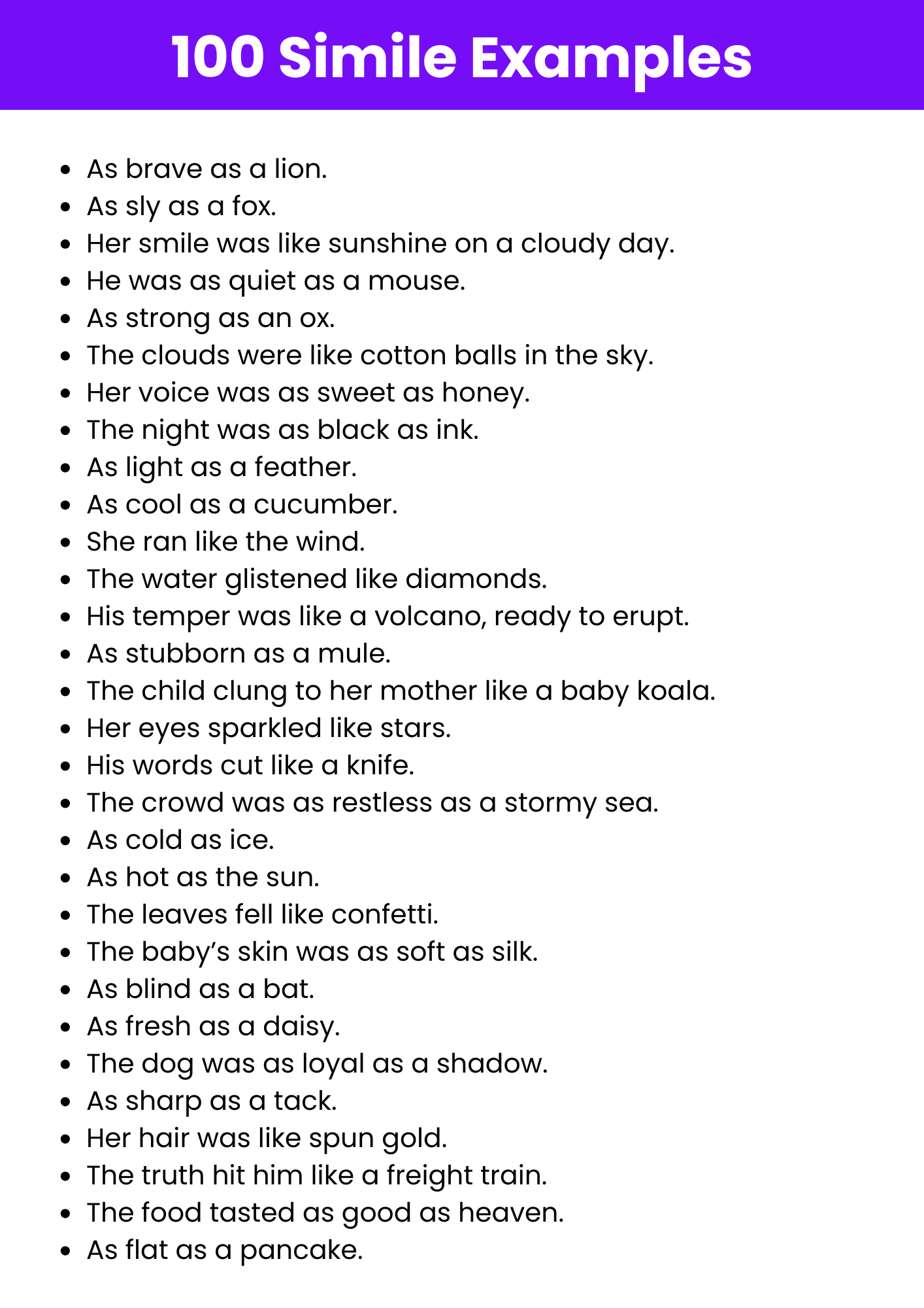 Similes List